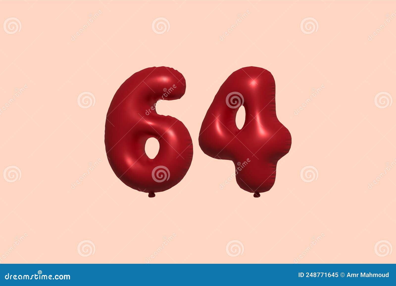 Red Helium Balloon 3D Number 64 Stock Vector - Illustration of label ...