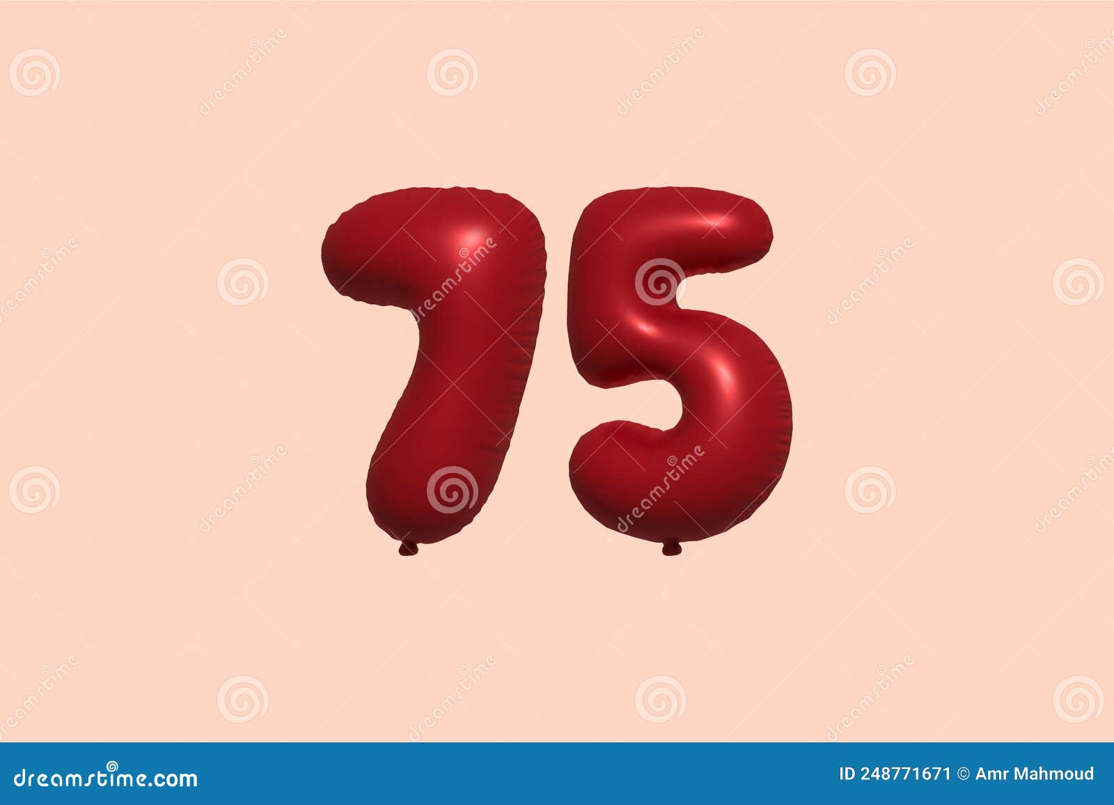 Red Helium Balloon 3D Number 75 Stock Vector - Illustration of balloon ...