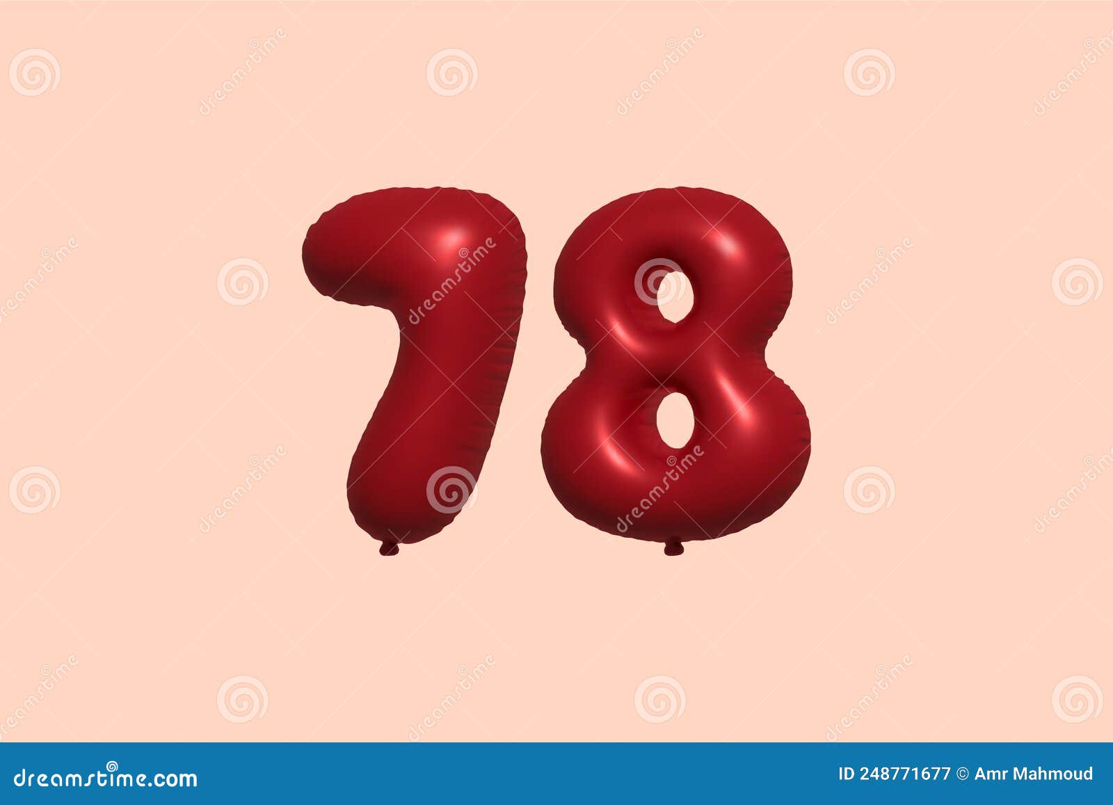 Red Helium Balloon 3D Number 78 Cartoon Vector | CartoonDealer.com ...