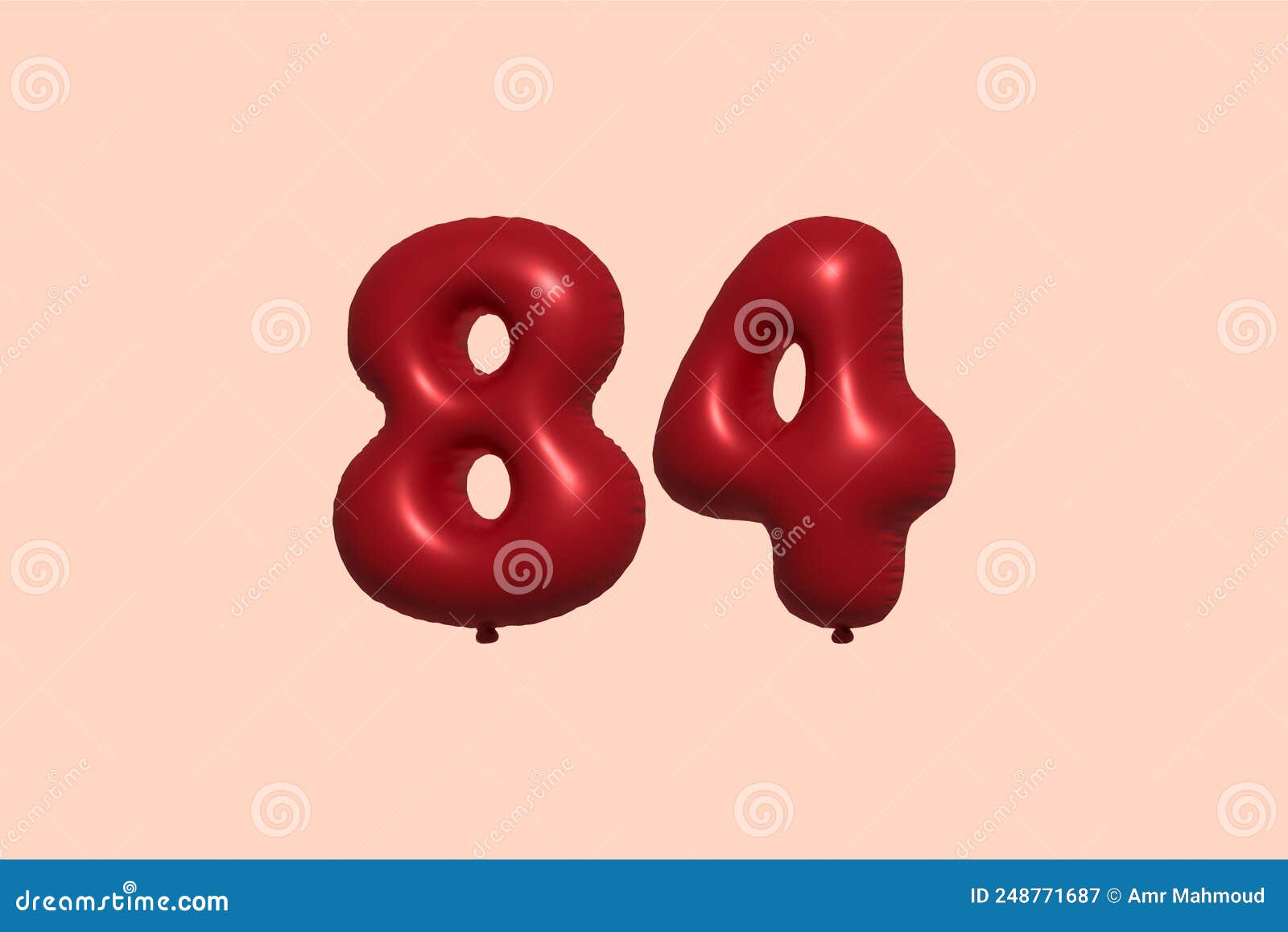 Red Helium Balloon 3D Number 84 Cartoon Vector | CartoonDealer.com ...