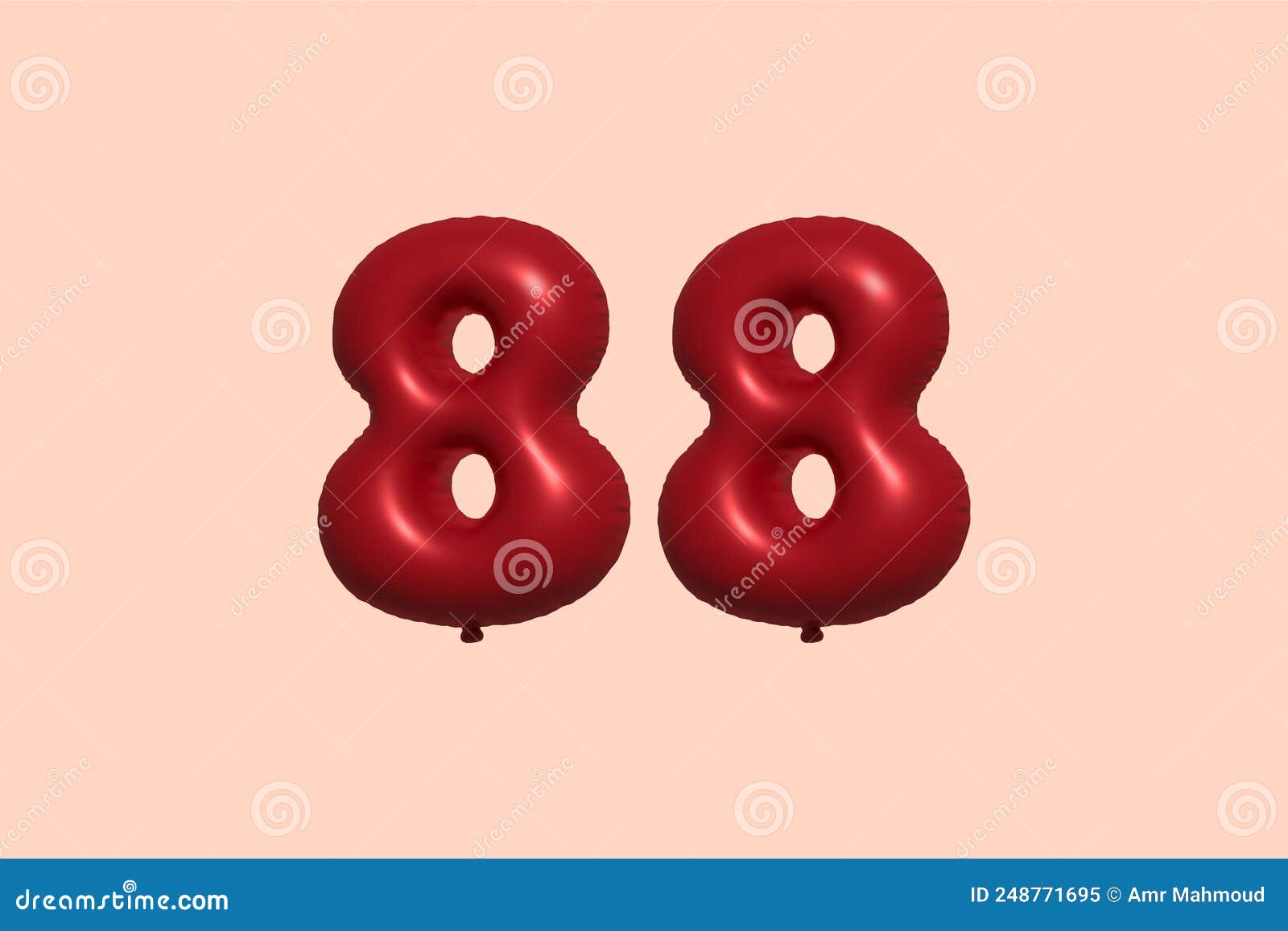 Red Helium Balloon 3D Number 88 Stock Vector - Illustration of event ...