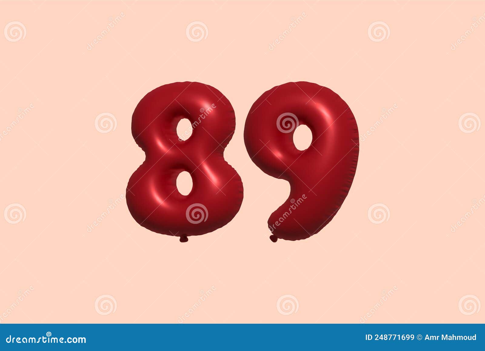 Red Helium Balloon 3D Number 89 Stock Vector - Illustration of party ...