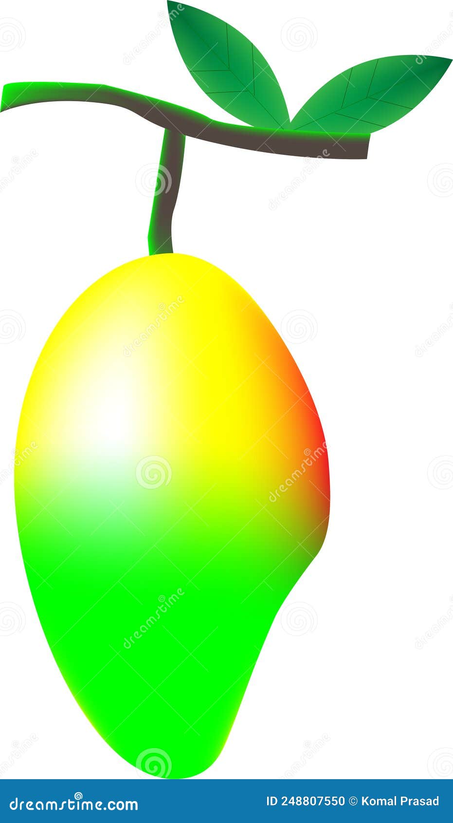 Fresh Yellow Mango with Slightly Reddish Color and Green Leaf S Stock ...