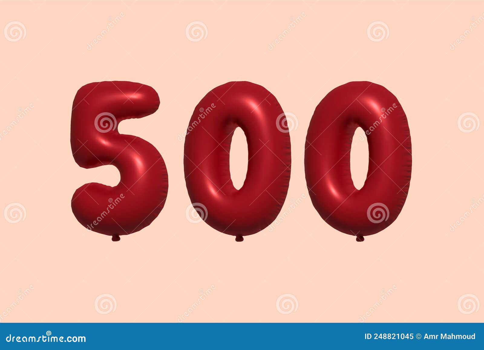 Red Helium Balloon 3D Number 500 Stock Vector - Illustration of foil ...