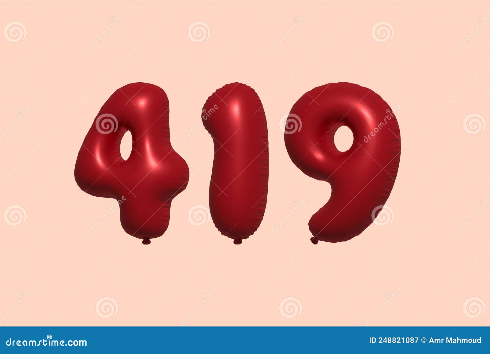 Red Helium Balloon 3D Number 419 Stock Vector - Illustration of number ...