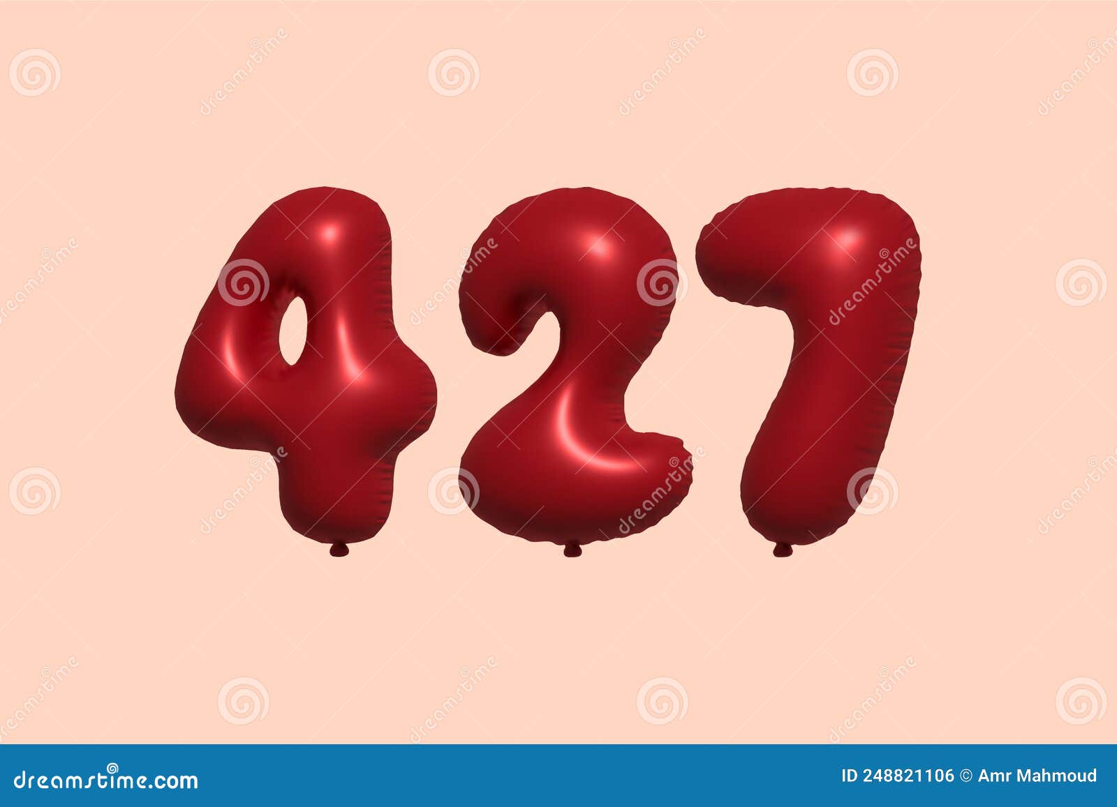 Red Helium Balloon 3D Number 427 Stock Vector - Illustration of ...