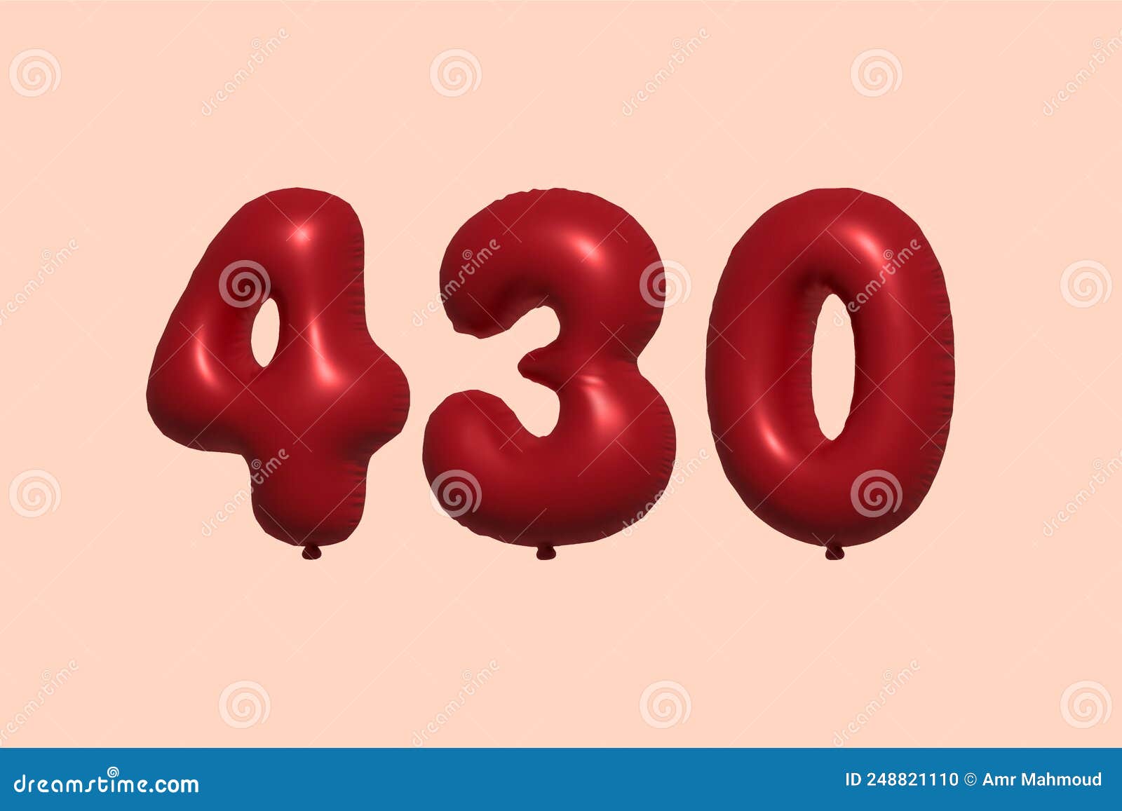 Red Helium Balloon 3D Number 430 Stock Vector - Illustration of party ...