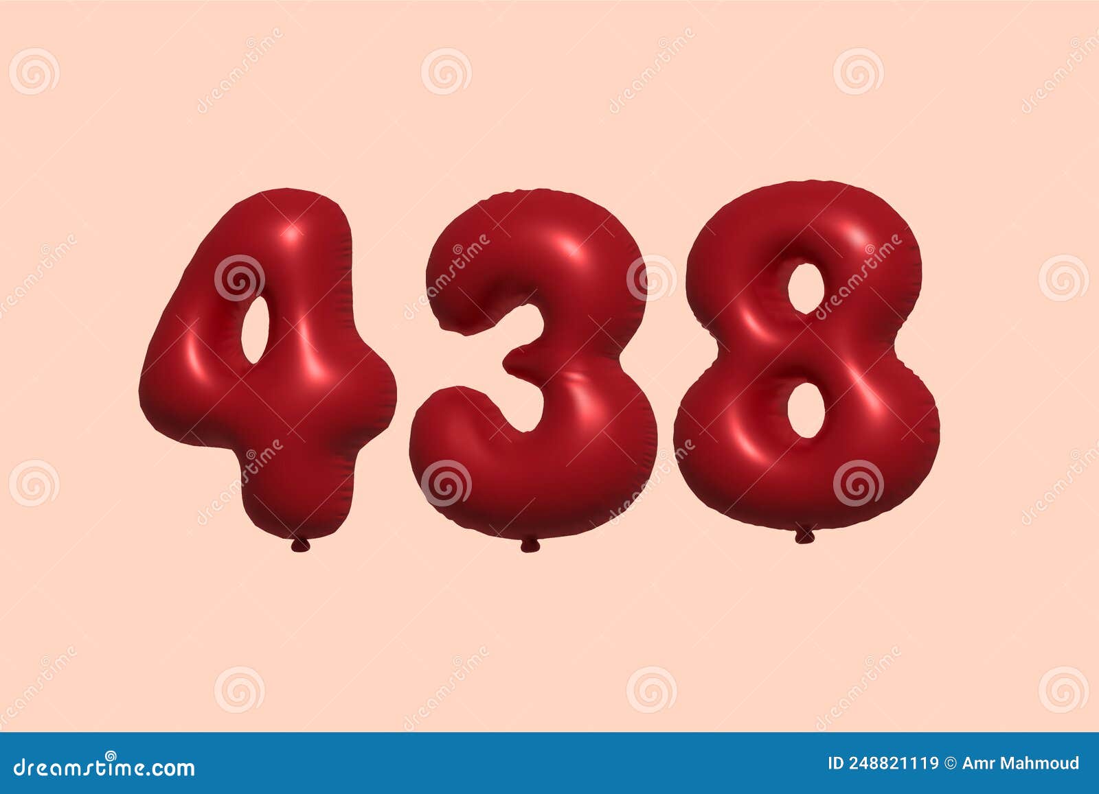 Red Helium Balloon 3D Number 438 Stock Vector - Illustration of ...