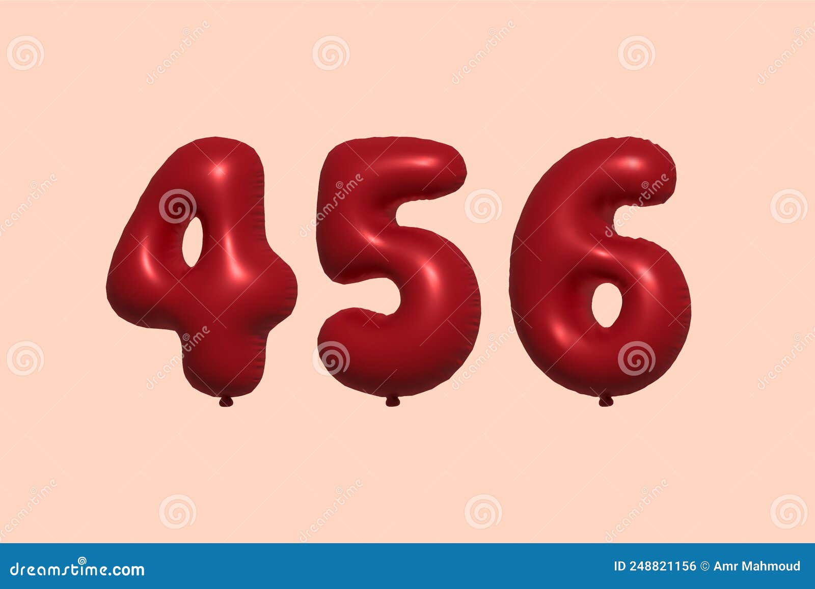 Red Helium Balloon 3D Number 456 Stock Vector - Illustration of ...