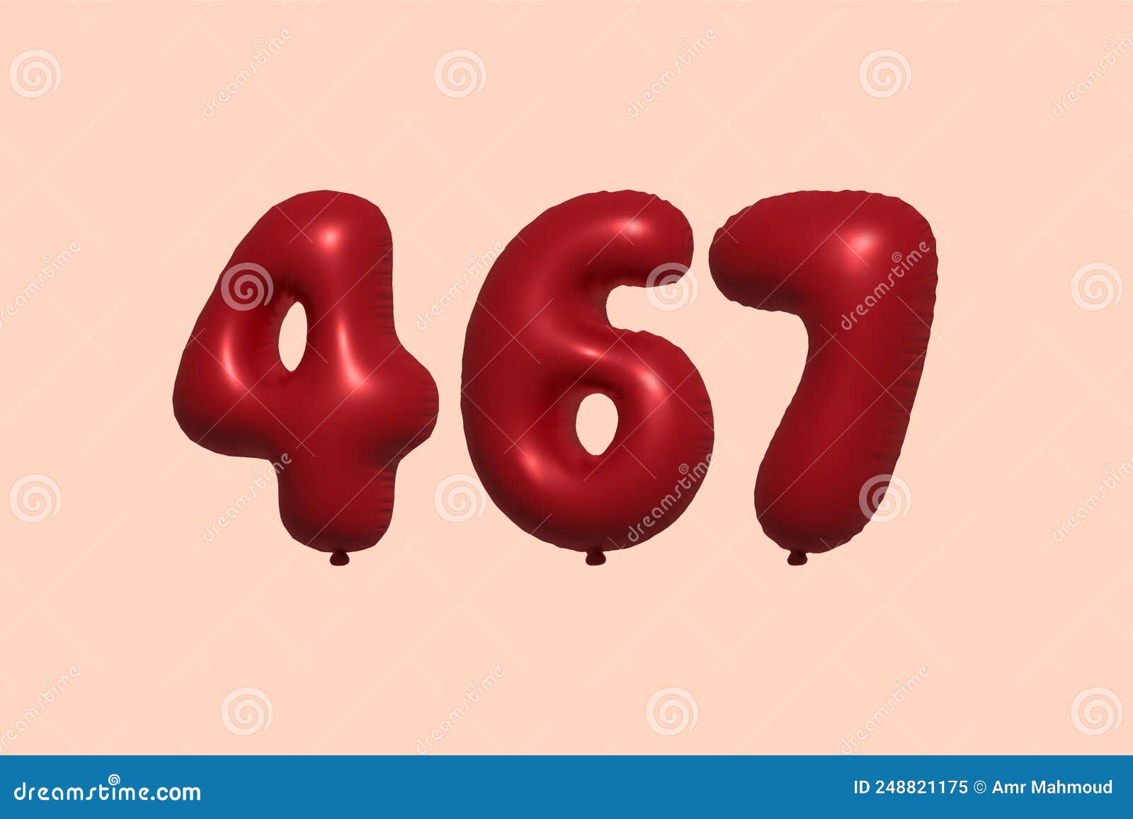Red Helium Balloon 3D Number 467 Stock Vector - Illustration of year ...
