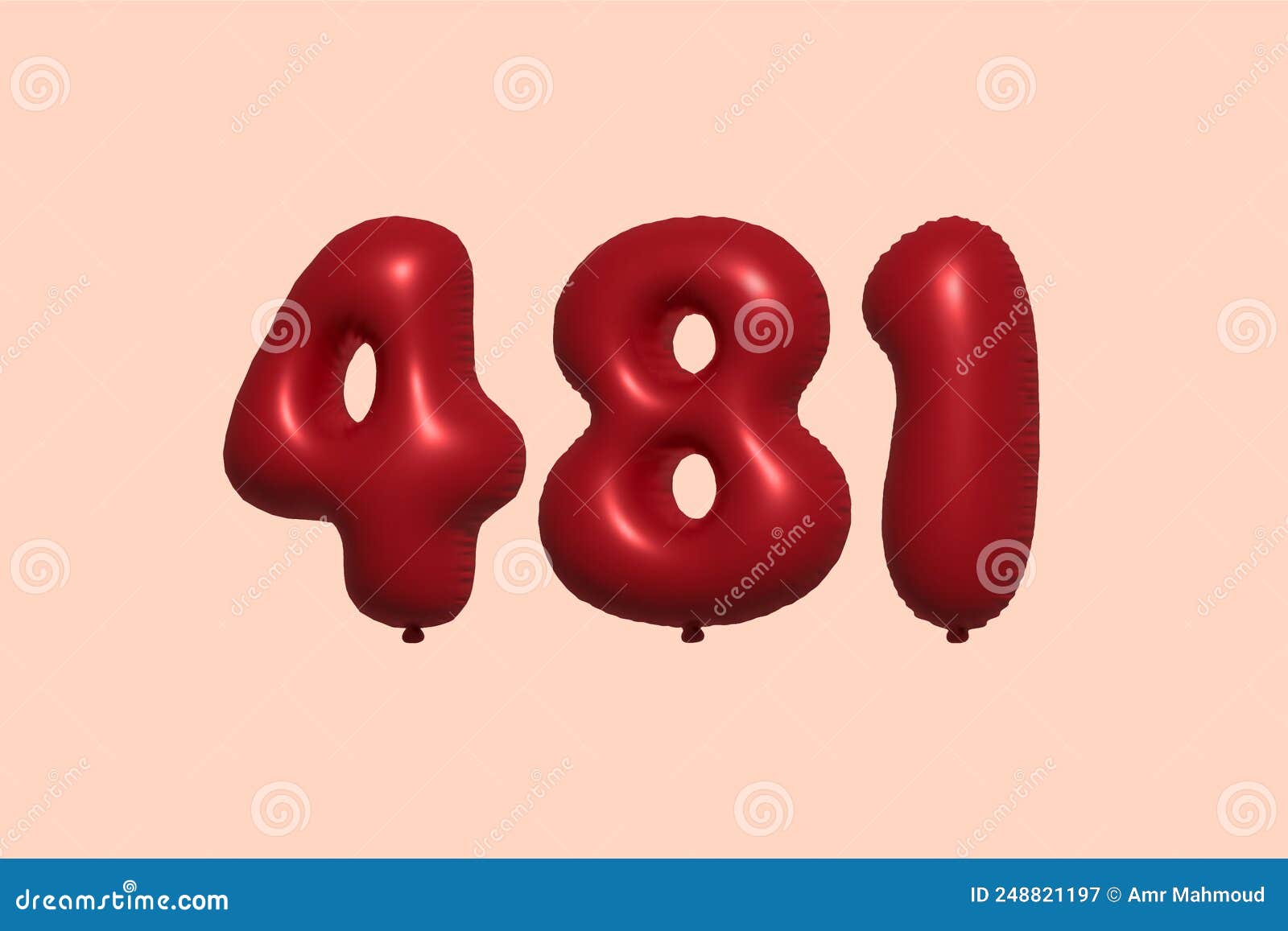 Red Helium Balloon 3D Number 481 Stock Vector - Illustration of ...