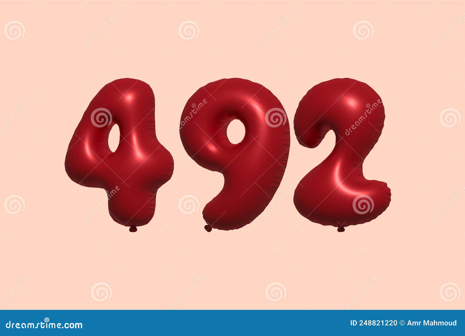 Red Helium Balloon 3D Number 492 Stock Vector - Illustration of font ...