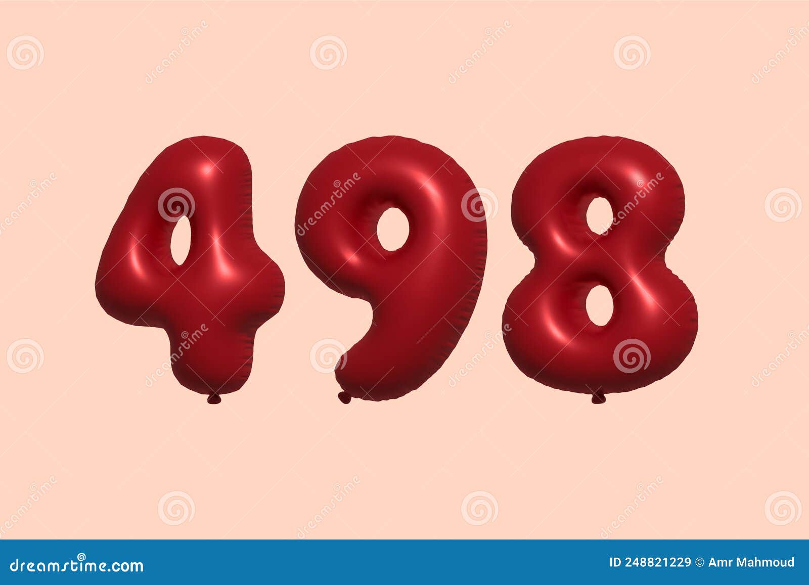 Red Helium Balloon 3D Number 498 Stock Vector - Illustration of party ...