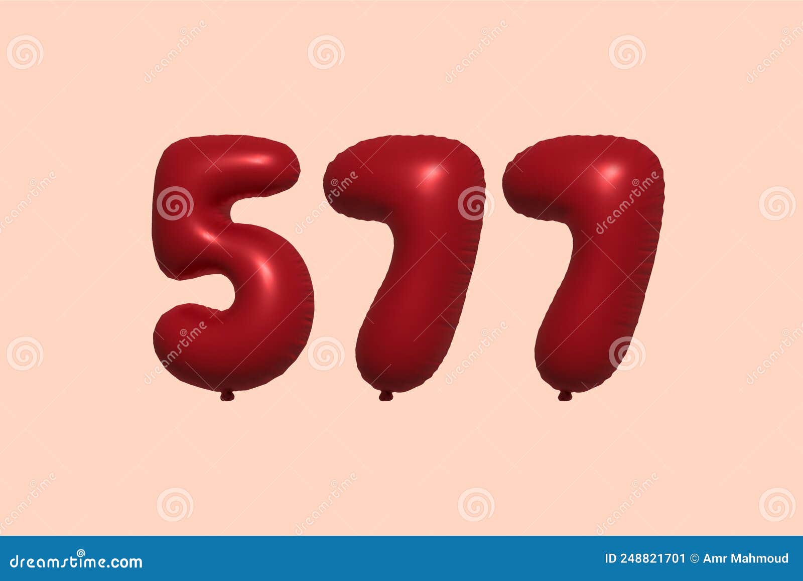 Red Helium Balloon 3D Number 577 Stock Vector - Illustration of year ...