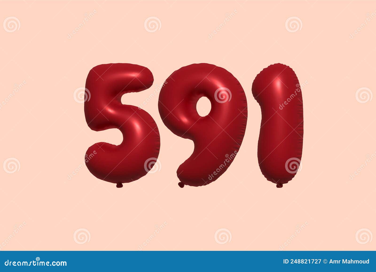 Red Helium Balloon 3D Number 591 Stock Vector - Illustration of ...