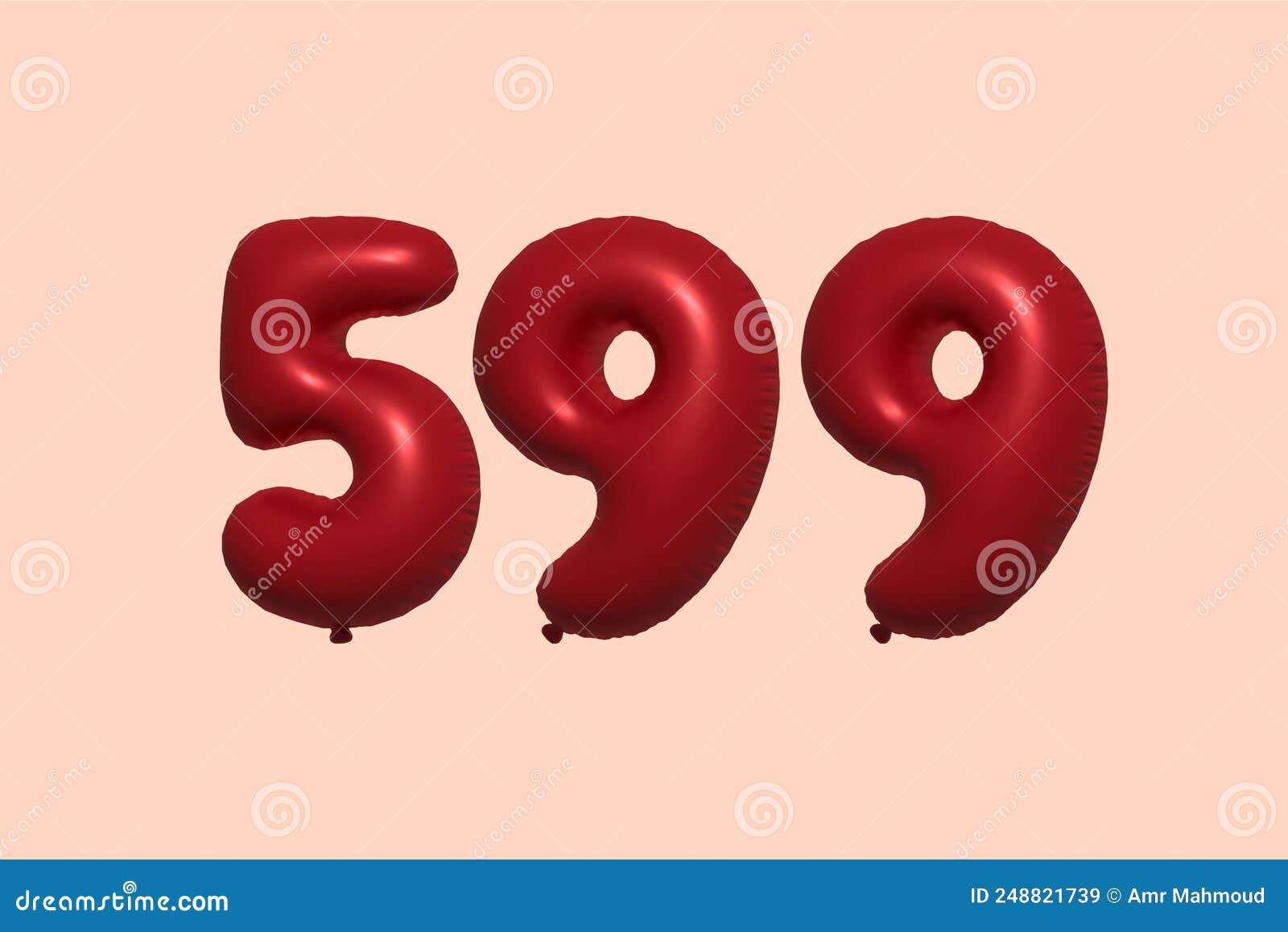 Red Helium Balloon 3D Number 599 Stock Vector - Illustration of gift ...