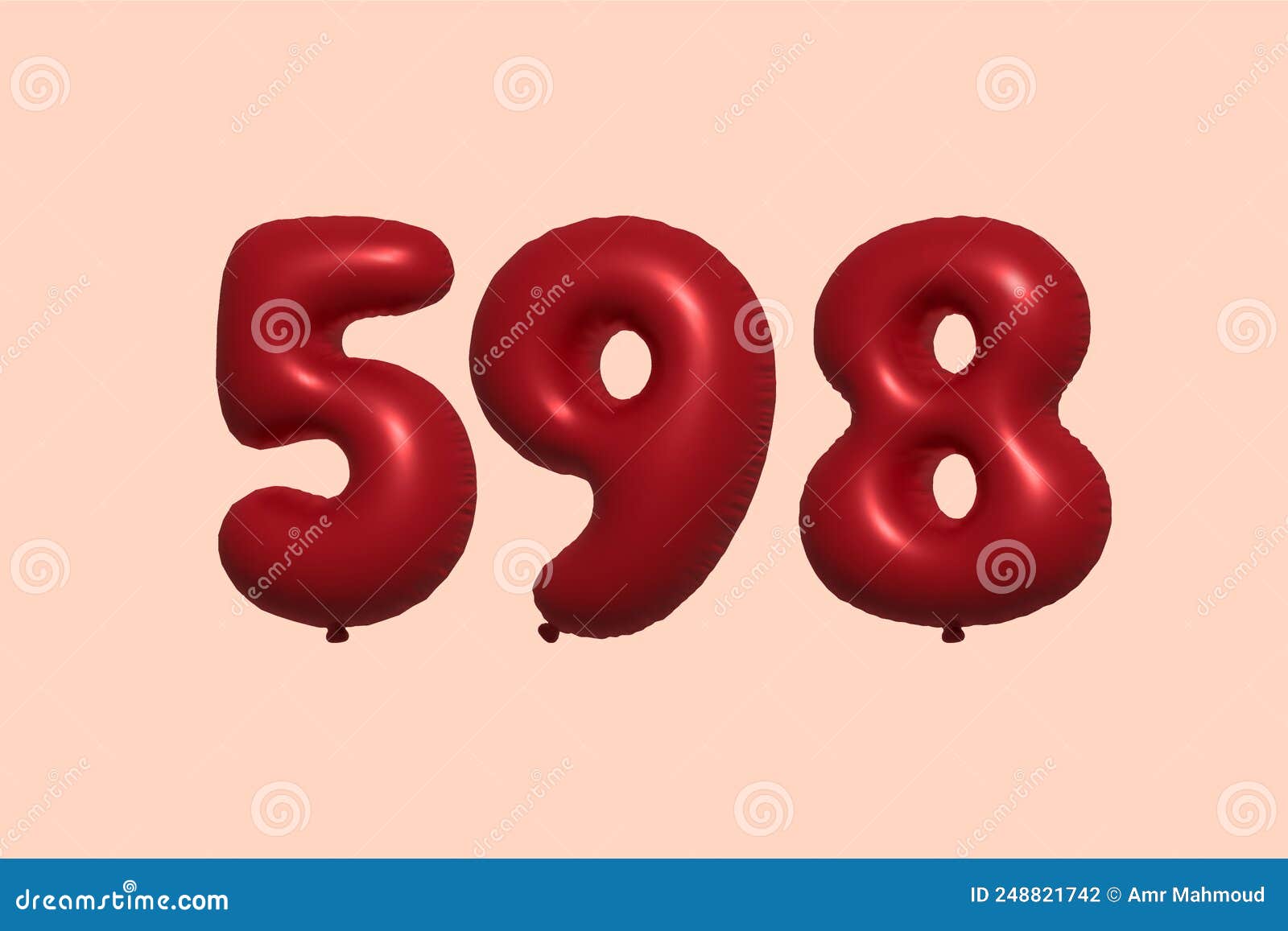 Red Helium Balloon 3D Number 598 Stock Vector - Illustration of event ...