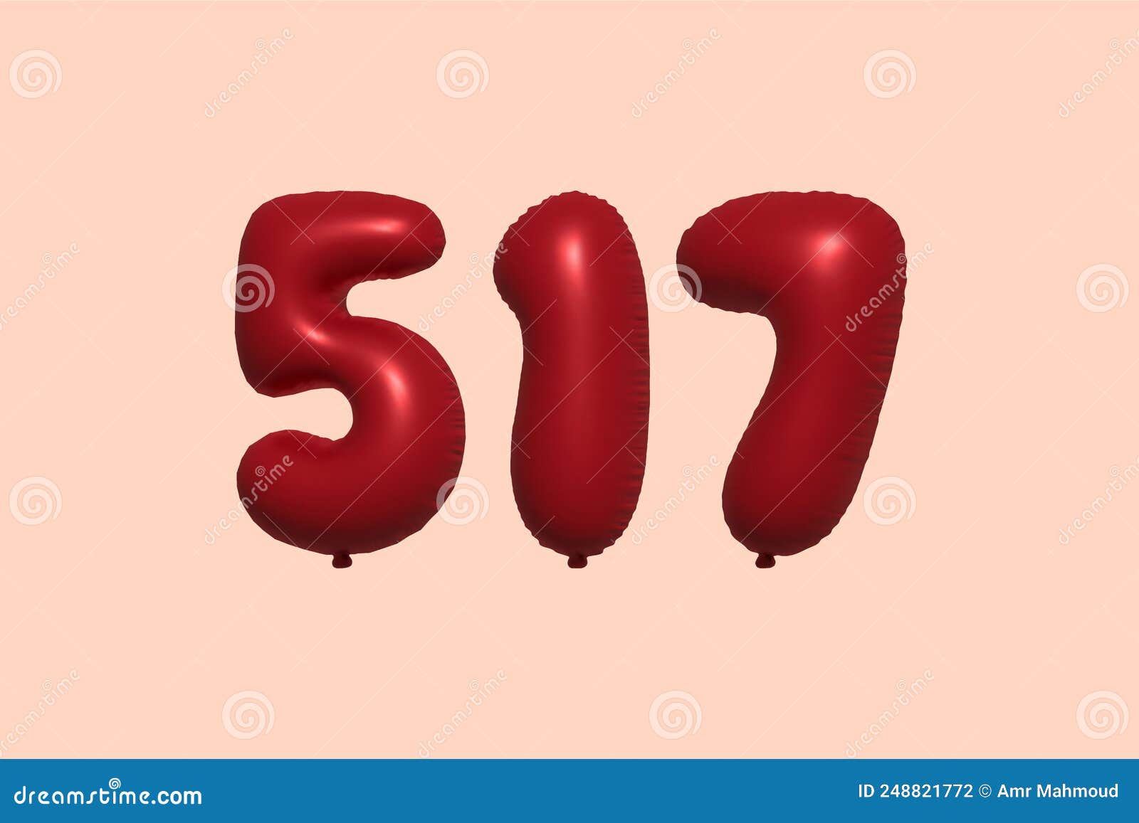 Red Helium Balloon 3D Number 517 Stock Vector - Illustration of vector ...