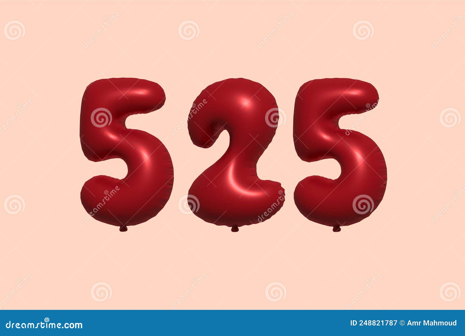 Red Helium Balloon 3D Number 525 Stock Vector - Illustration of ...
