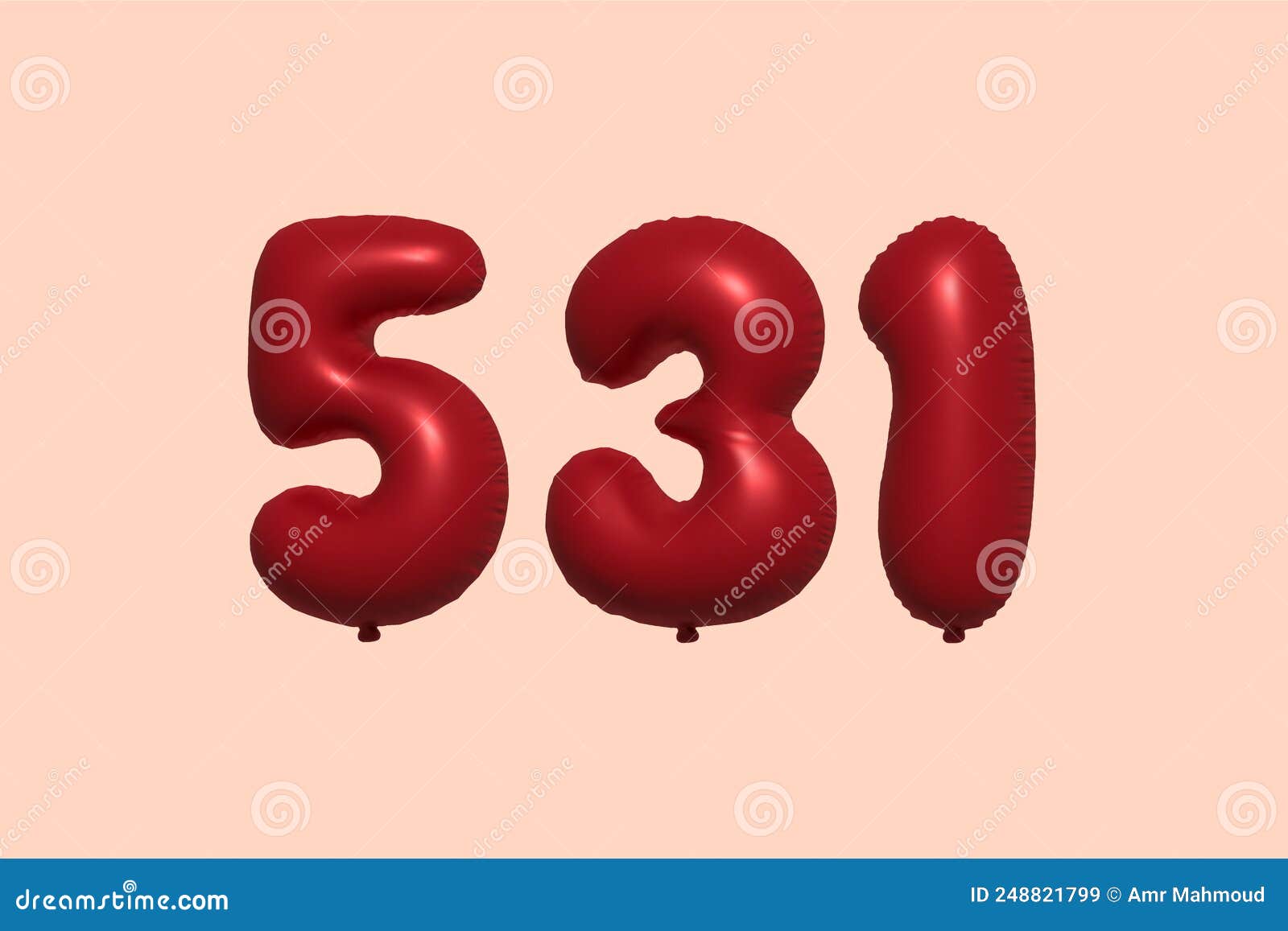 Red Helium Balloon 3D Number 531 Stock Vector - Illustration of design ...