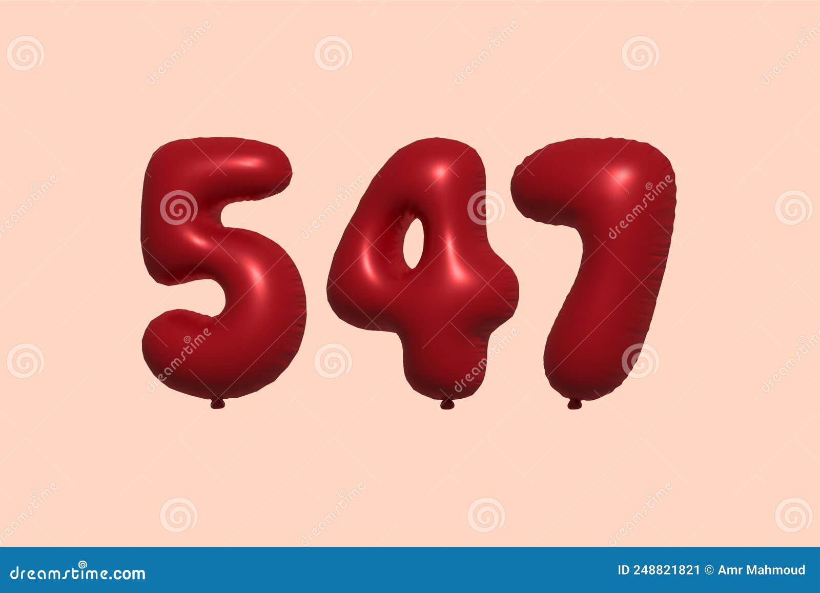 Red Helium Balloon 3D Number 547 Stock Vector - Illustration of ...
