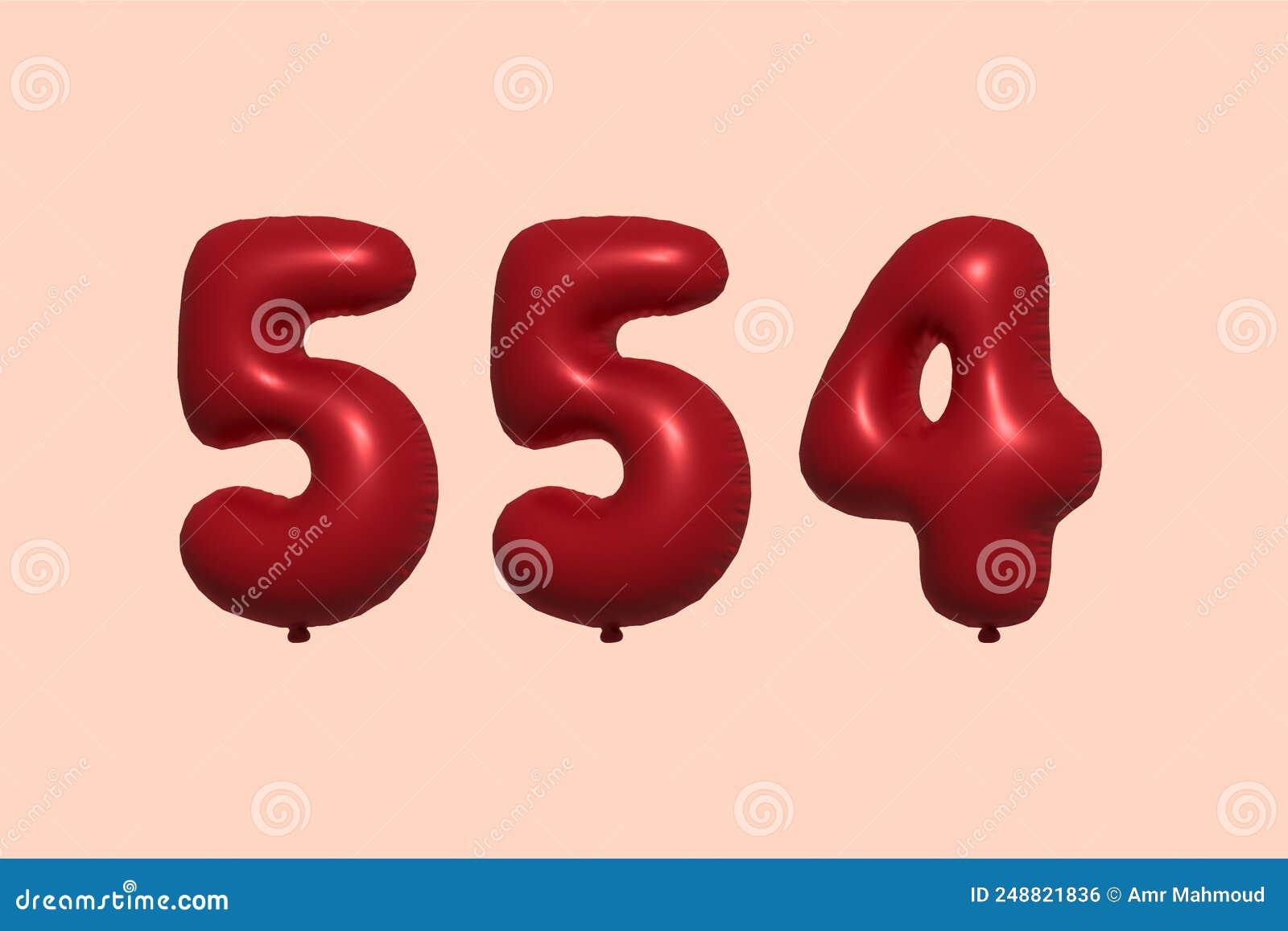 Red Helium Balloon 3D Number 554 Stock Vector - Illustration of ...