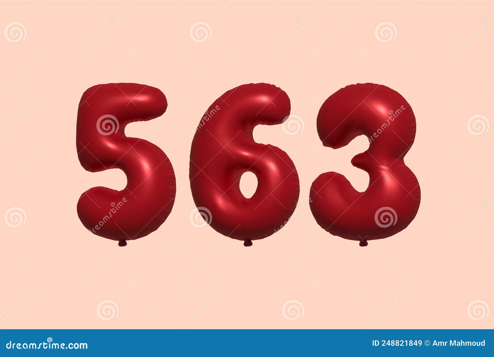 Red Helium Balloon 3D Number 563 Stock Vector - Illustration of font ...