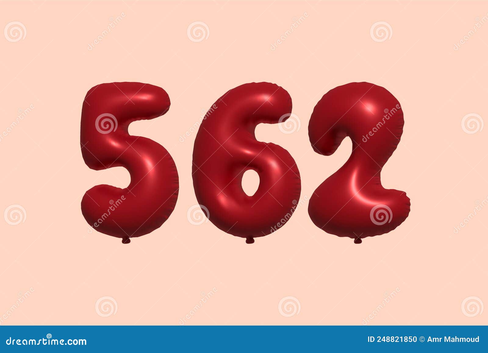 Red Helium Balloon 3D Number 562 Stock Vector - Illustration of ...