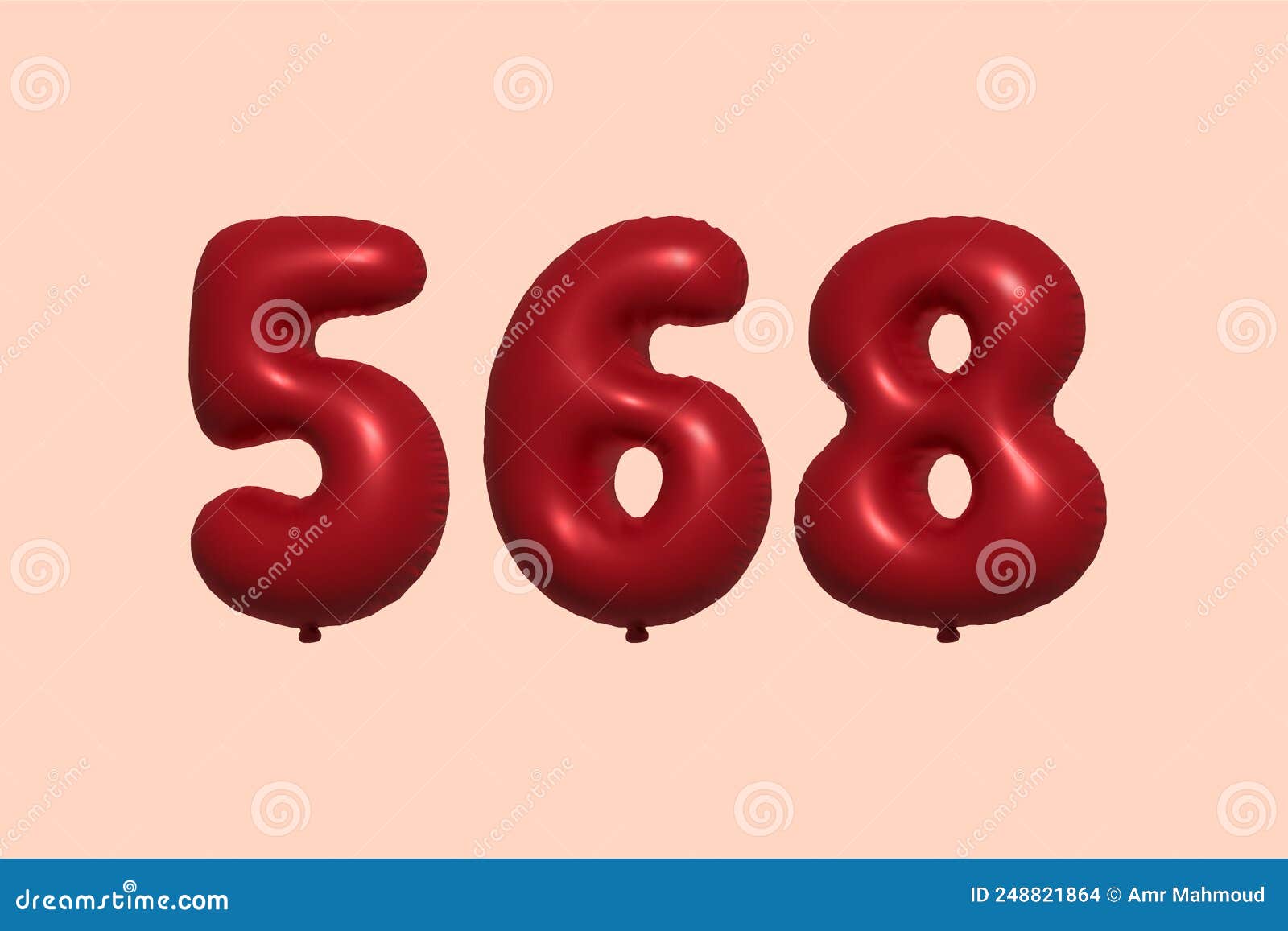 Red Helium Balloon 3D Number 568 Stock Vector - Illustration of number ...