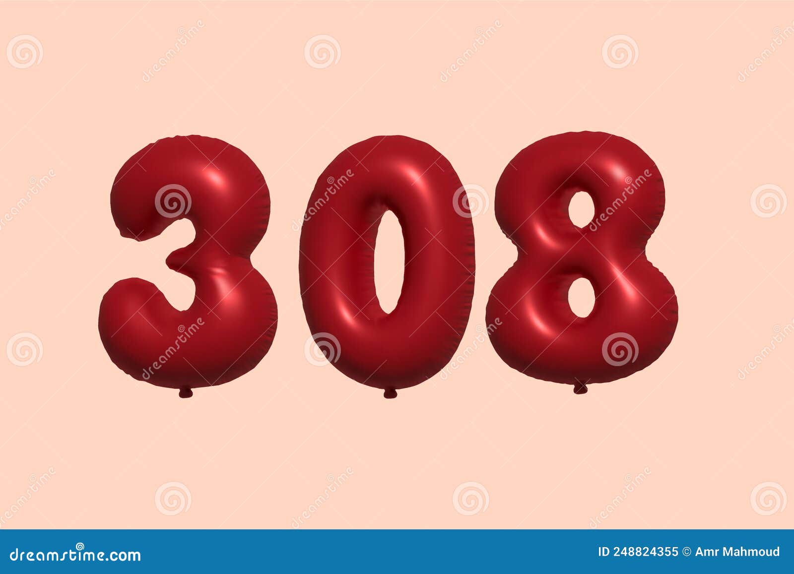Red Helium Balloon 3D Number 308 Stock Vector - Illustration of ...