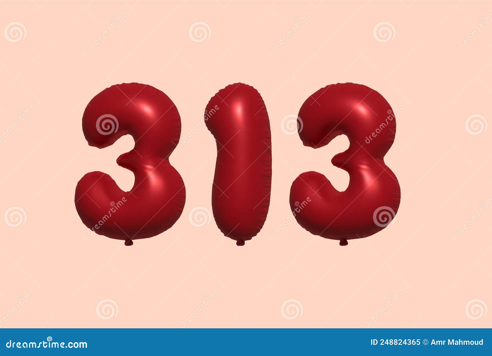 Red Helium Balloon 3D Number 313 Stock Vector - Illustration of font ...