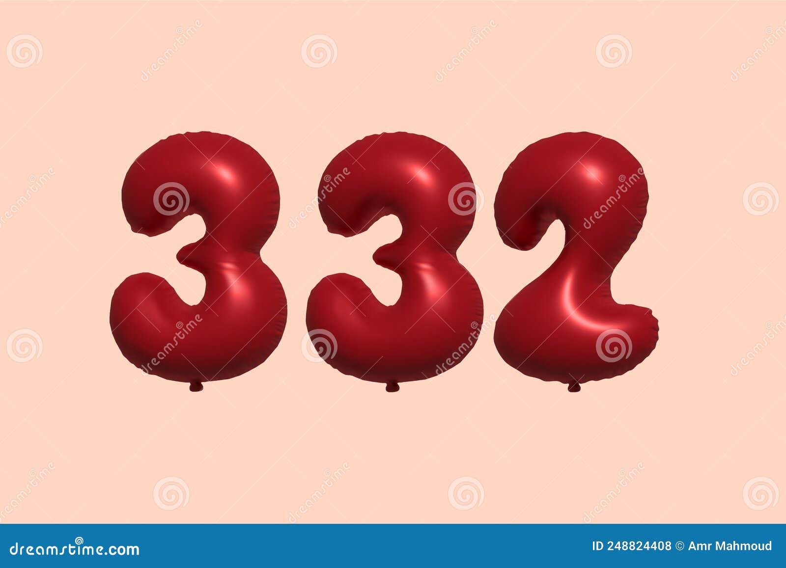 Red Helium Balloon 3D Number 332 Stock Vector - Illustration of foil ...