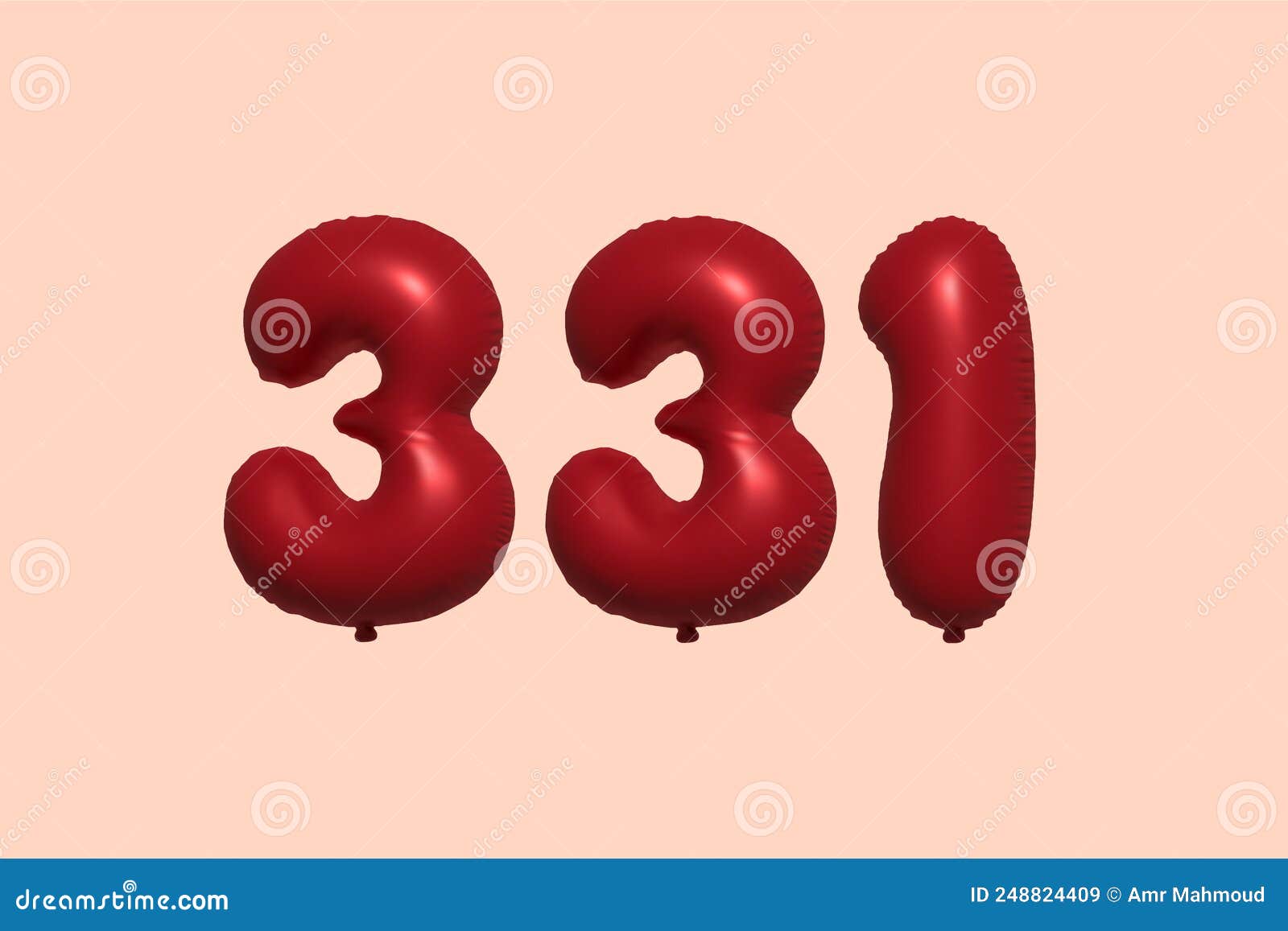Red Helium Balloon 3D Number 331 Stock Vector - Illustration of offer ...