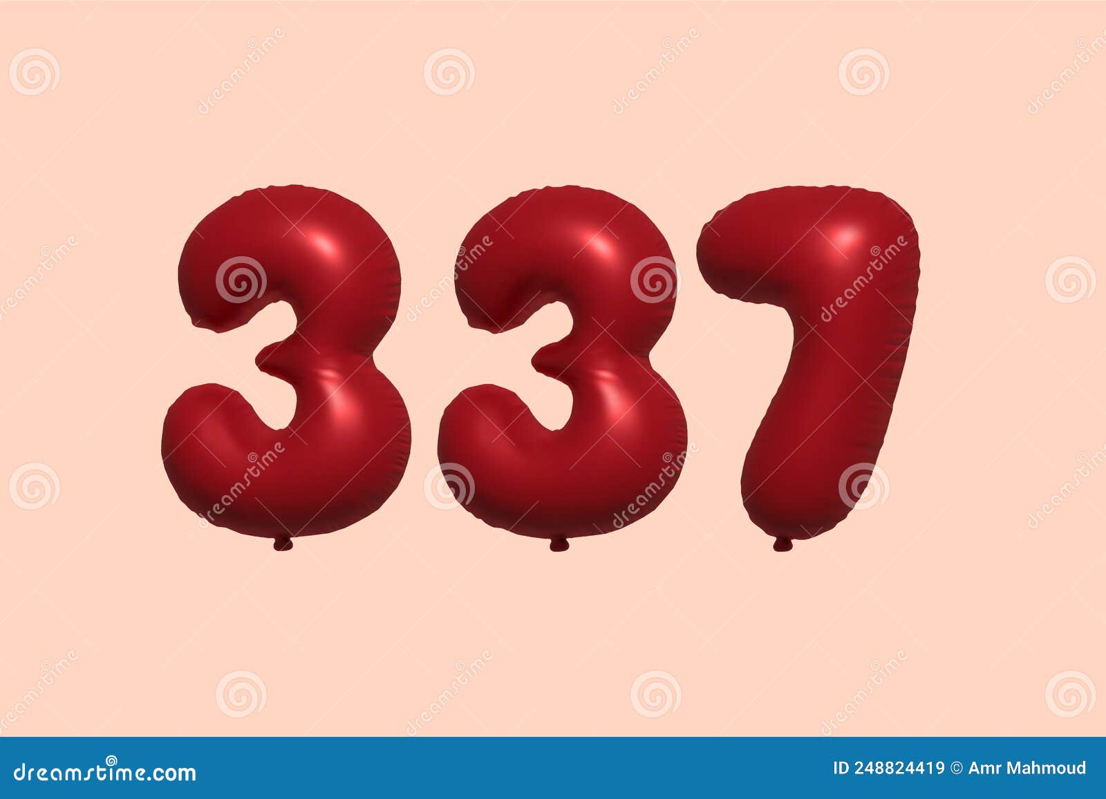 Red Helium Balloon 3D Number 337 Stock Vector - Illustration of balloon ...