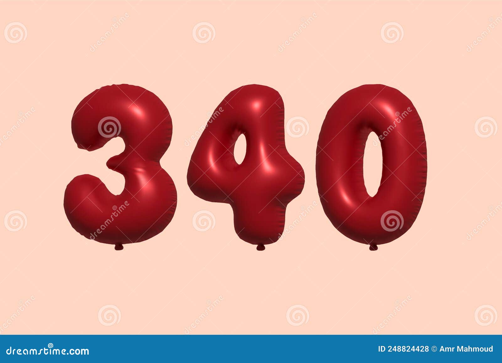 Red Helium Balloon 3D Number 340 Stock Vector - Illustration of banner ...