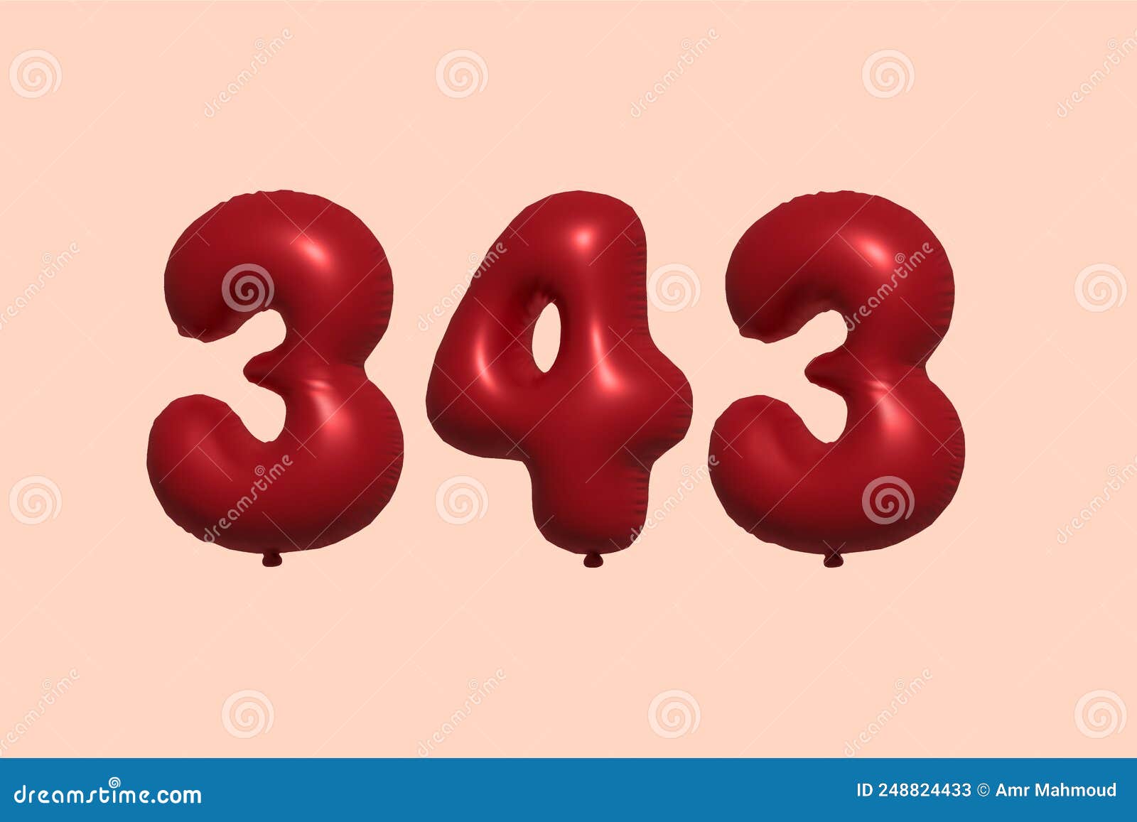 Red Helium Balloon 3D Number 343 Stock Vector - Illustration of ...