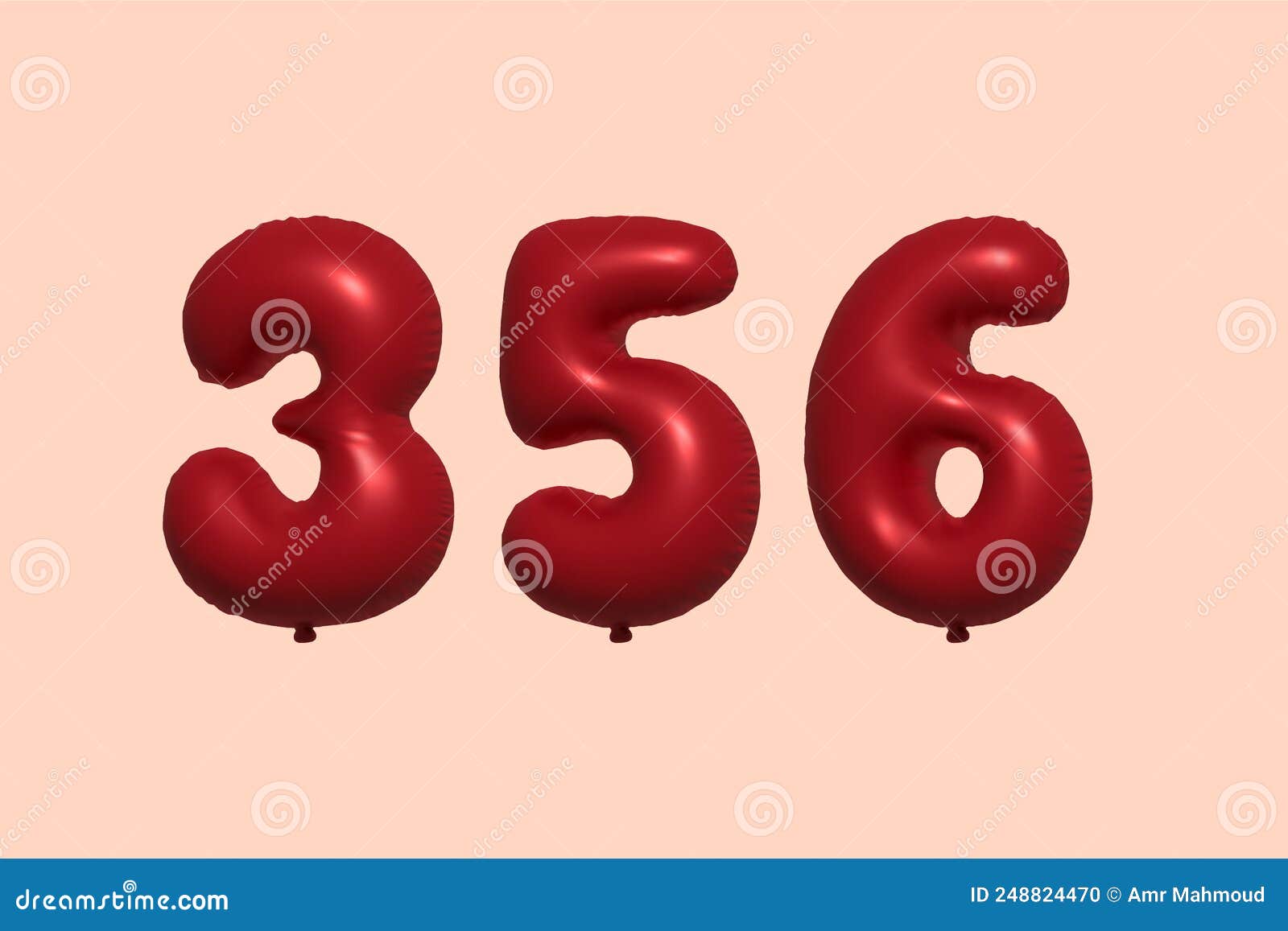 Red Helium Balloon 3D Number 356 Stock Vector - Illustration of event ...