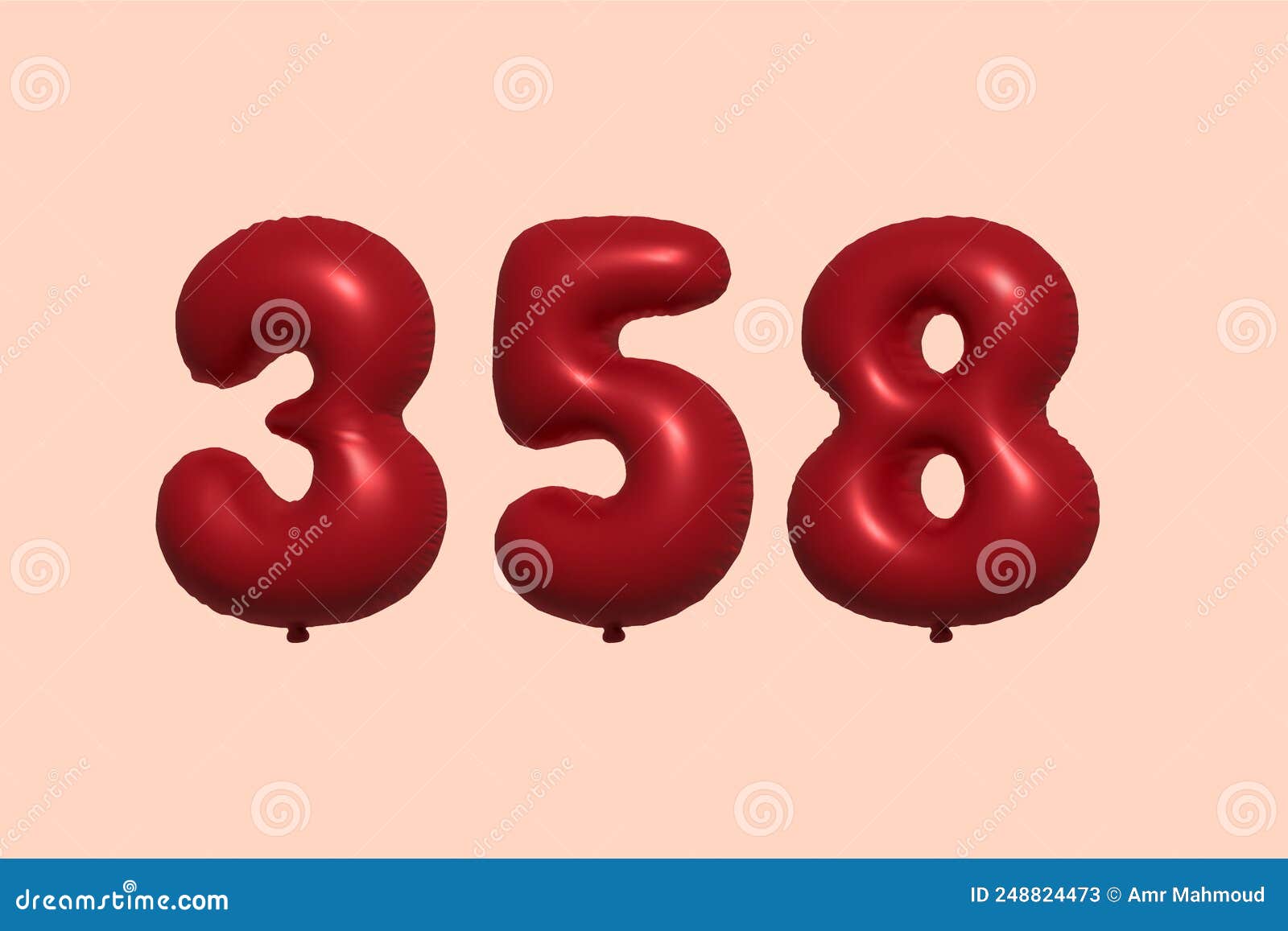 Red Helium Balloon 3D Number 358 Stock Vector - Illustration of coupon ...