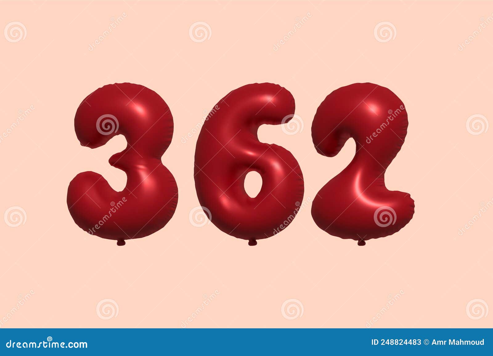 Red Helium Balloon 3D Number 362 Stock Vector - Illustration of year ...
