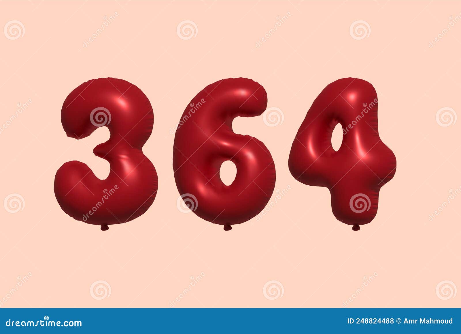 Red Helium Balloon 3D Number 363 Stock Vector - Illustration of ...