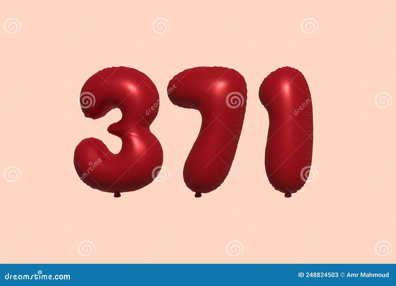 Red Helium Balloon 3D Number 371 Stock Vector - Illustration of ...