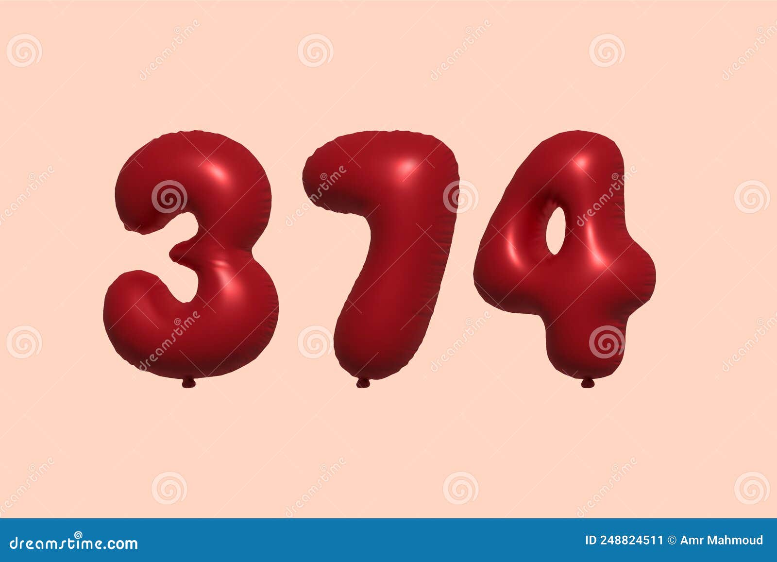 Red Helium Balloon 3D Number 374 Stock Vector - Illustration of ...