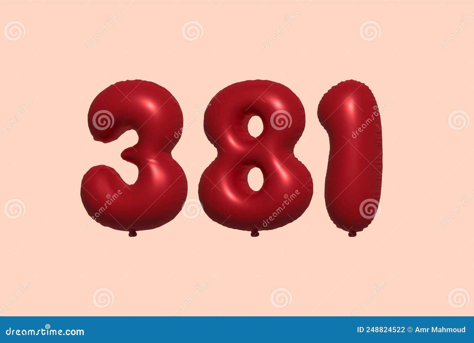 Red Helium Balloon 3D Number 381 Stock Vector - Illustration of ...