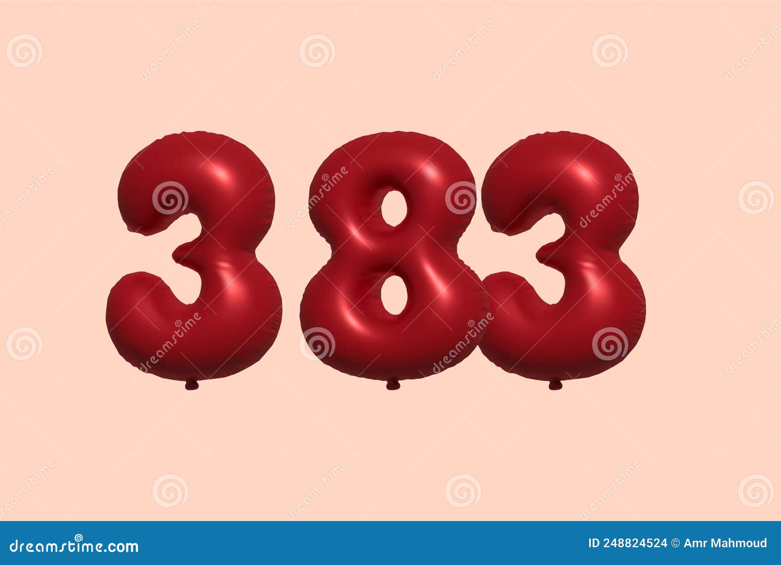 Red Helium Balloon 3D Number 382 Stock Vector - Illustration of ...