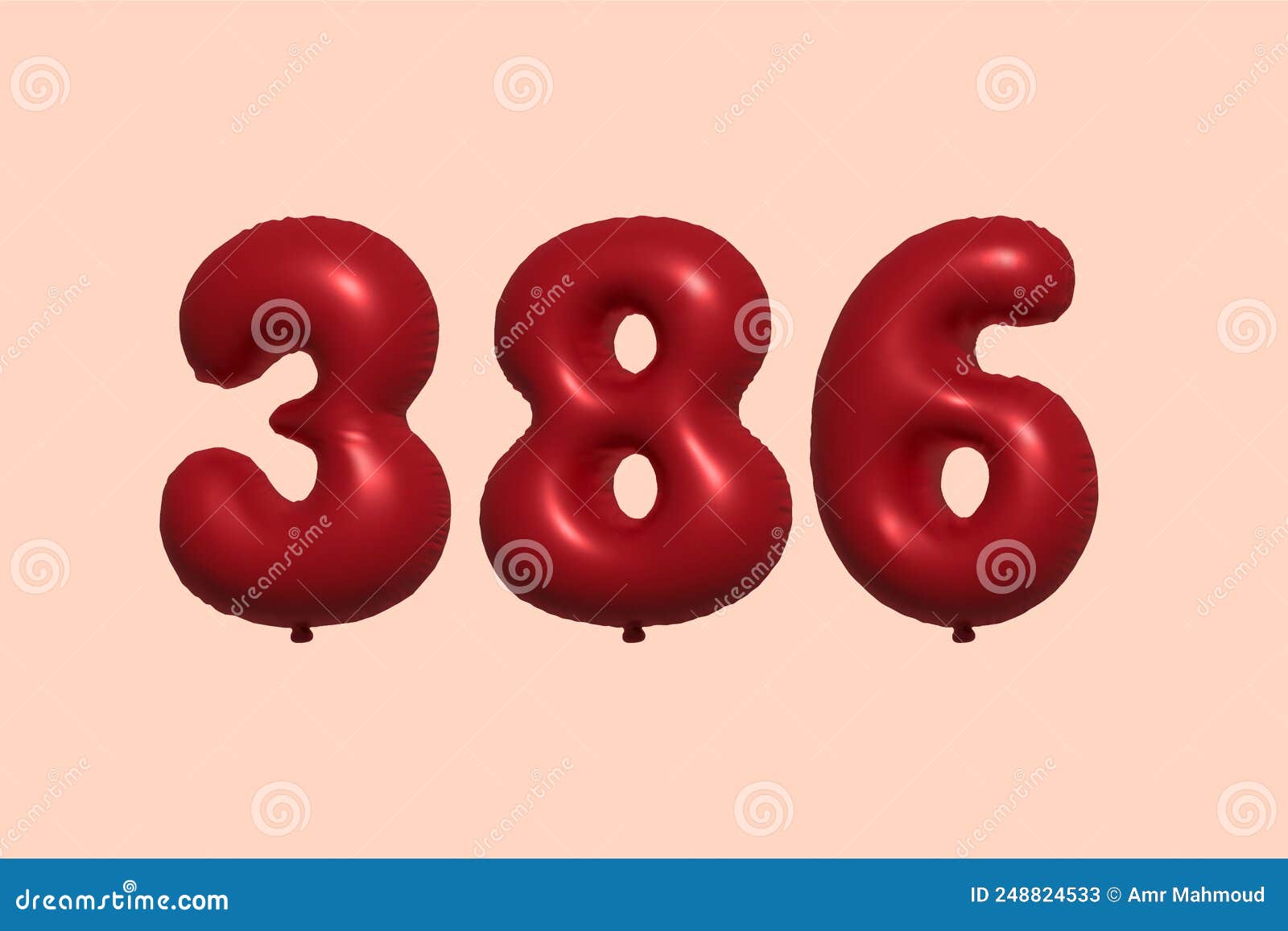 Red Helium Balloon 3D Number 386 Cartoon Vector | CartoonDealer.com ...