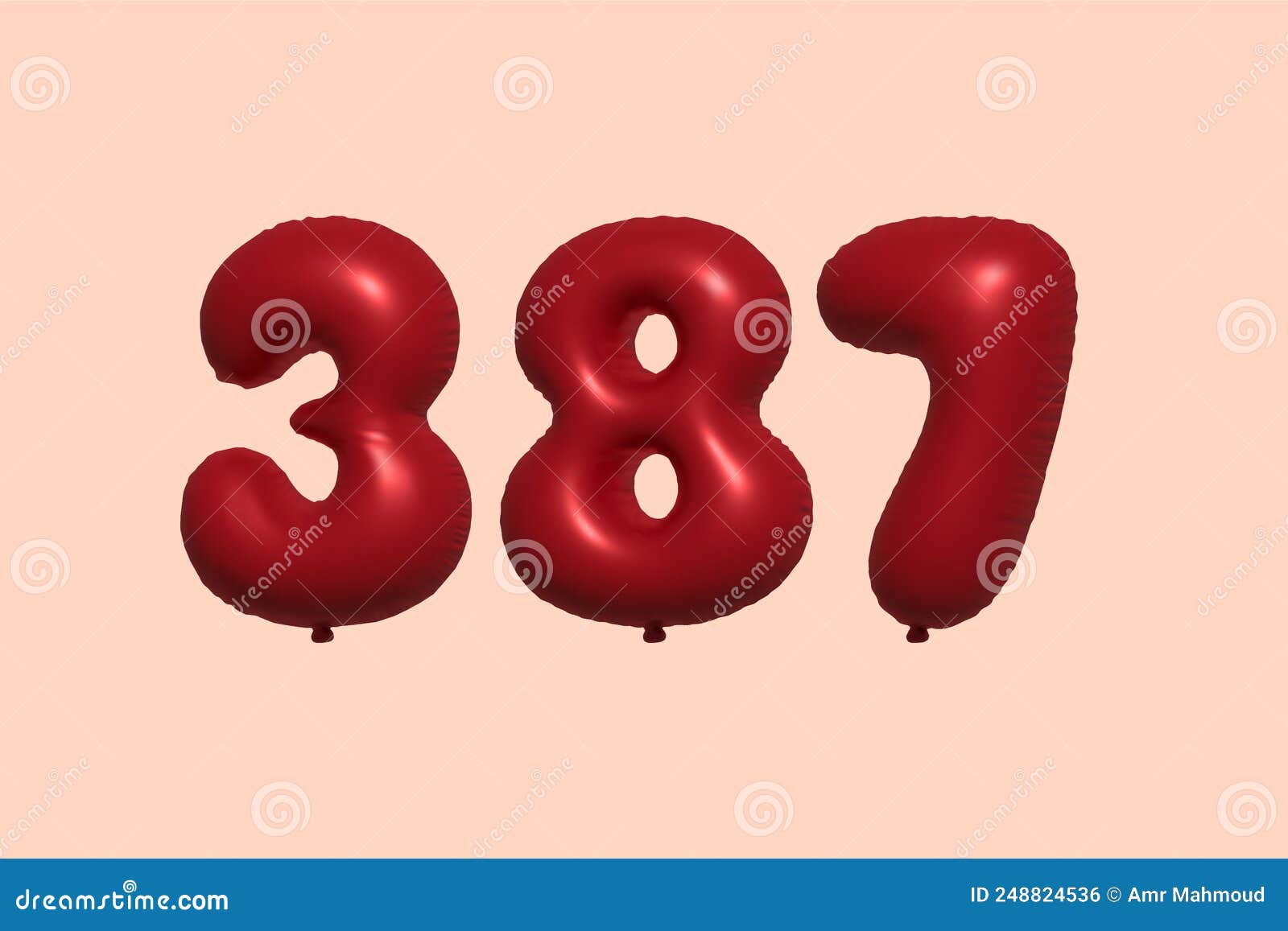 Red Helium Balloon 3D Number 387 Stock Vector - Illustration of foil ...