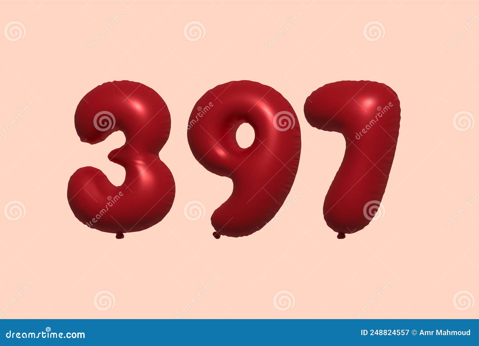 Red Helium Balloon 3D Number 397 Stock Vector - Illustration of ...