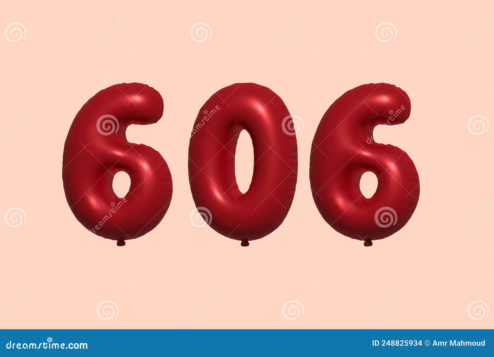 Red Helium Balloon 3D Number 606 Stock Vector - Illustration of vector ...