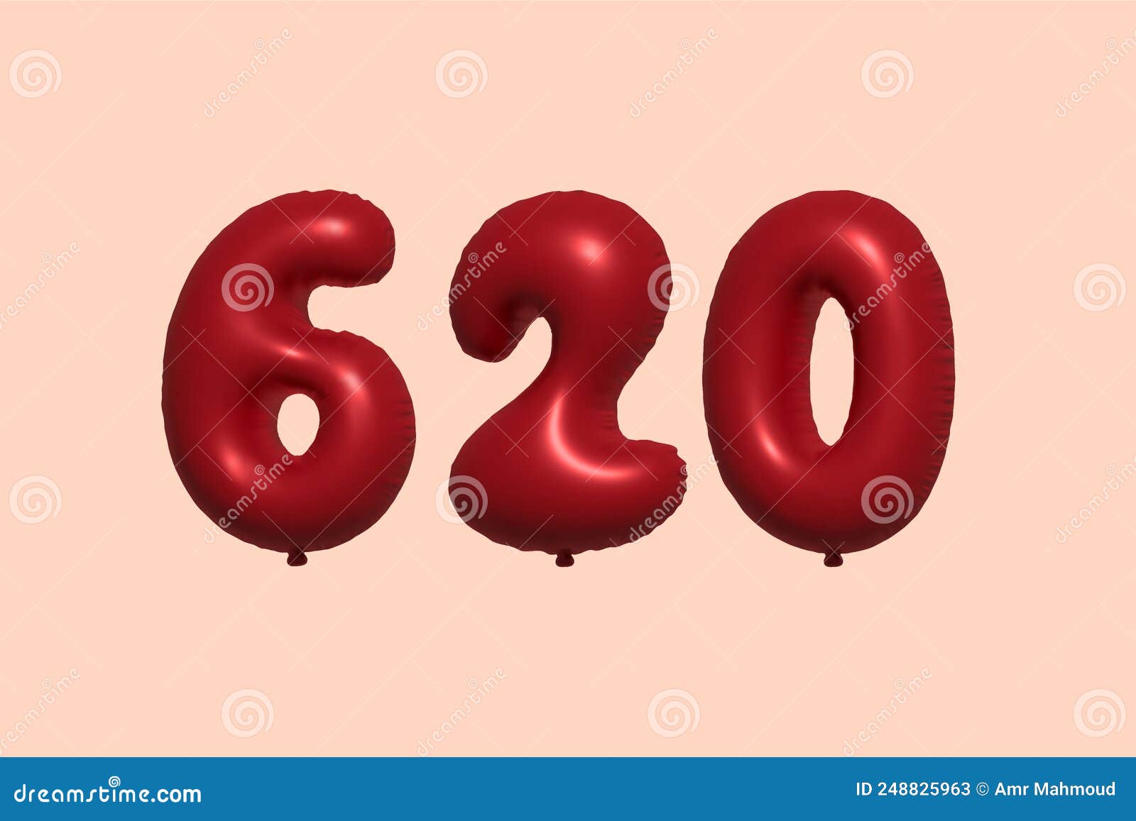 Red Helium Balloon 3D Number 620 Cartoon Vector | CartoonDealer.com ...
