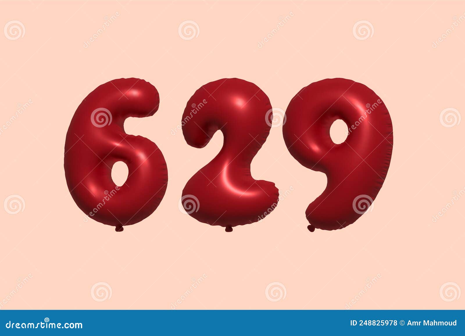 Red Helium Balloon 3D Number 629 Stock Vector - Illustration of vector ...